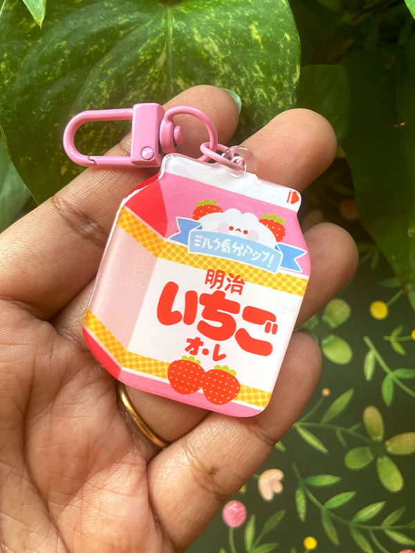 Strawberry Milk - Epoxy Keychain – Catsoul